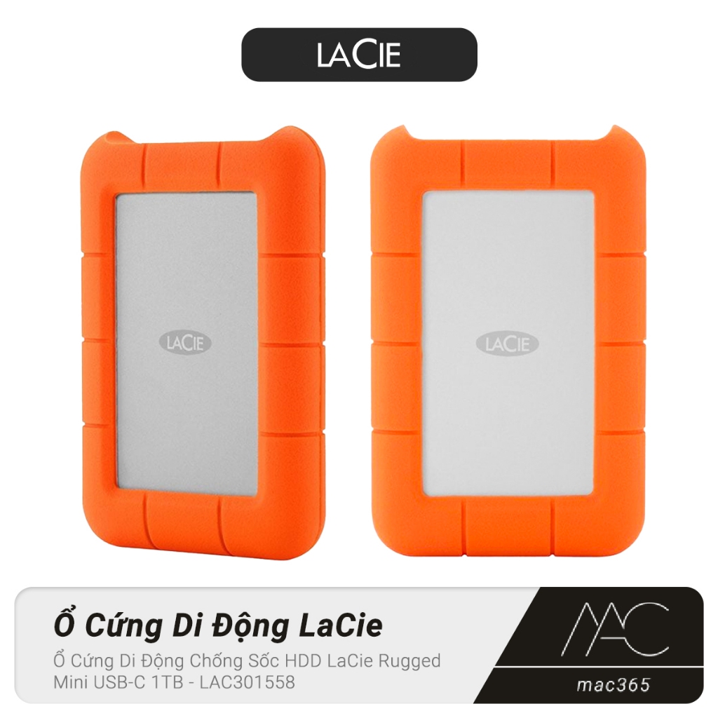 Ổ Cứng Di Động HDD LaCie Rugged Mini USB-C 1TB, Tốc Độ 130MB/s, Chống ...