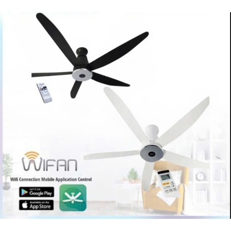 Quạt trần 5 cánh Panasonic F-60XDN,điều khiển từ xa, động cơ DC, cánh 3D, 9 cấp gió, màu đen ...