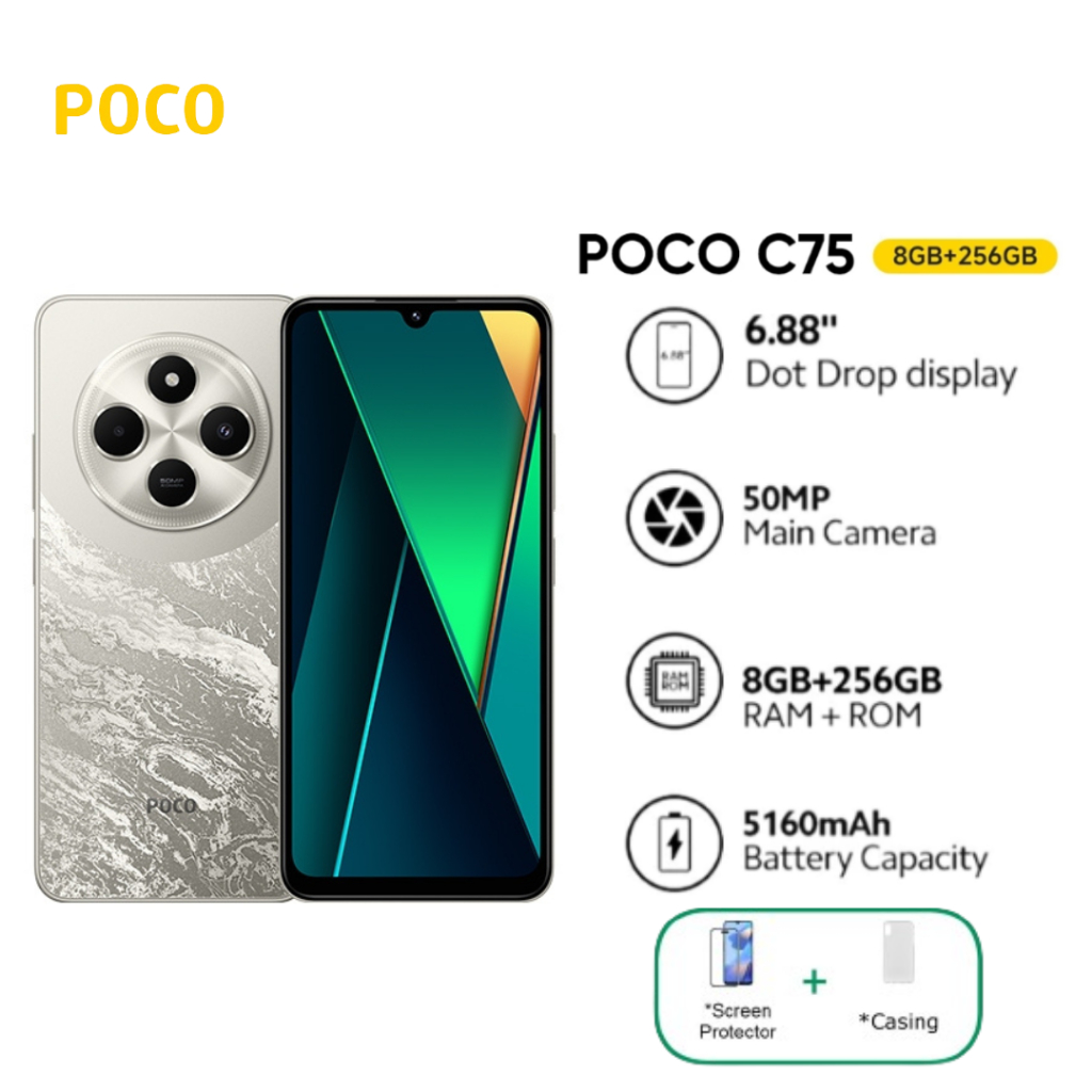 Điện Thoại XIAOMI POCO C75 (8GB+256GB) | Màn hình 6,88" | Pin 5160mAh ...