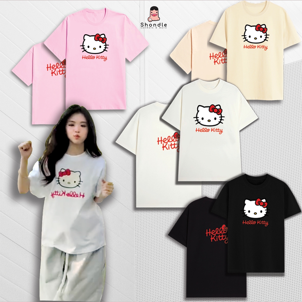 Áo Thun Nam Nữ Hình In Hello Kitty Chữ Đỏ VER 3 Form Rộng Tay Lỡ Vải ...