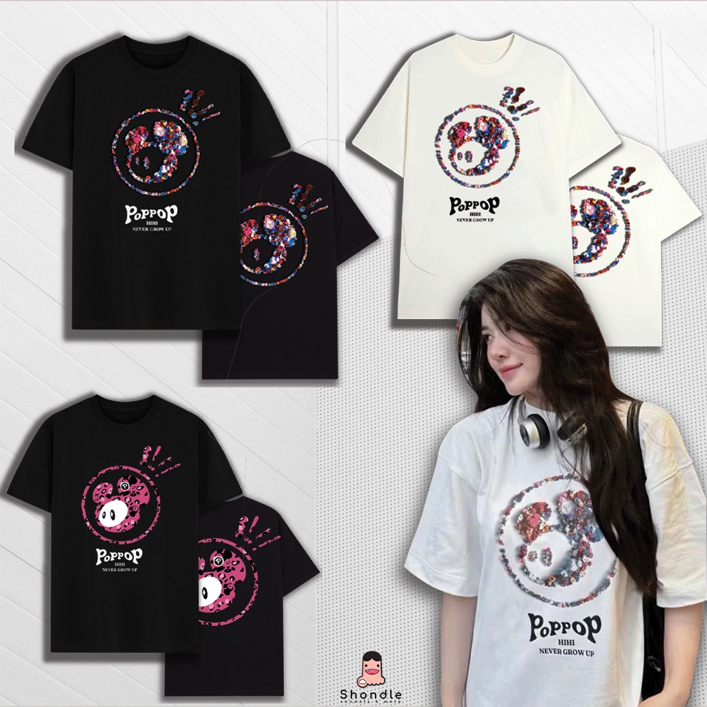 Áo Thun Nam Nữ PopPop Mascot Secret In Hình Siêu Cute Cotton 2 Chiều Form Rộng Tay Lỡ Full Tag ...