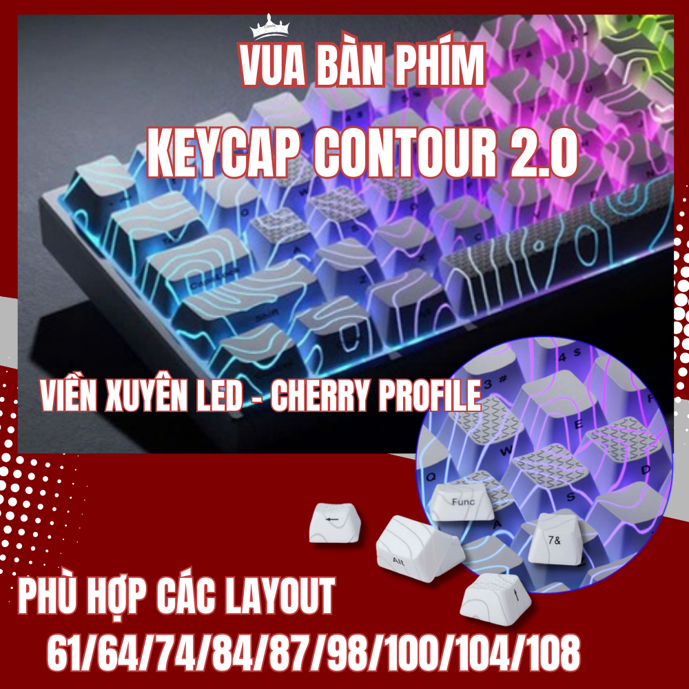 Bộ keycap contour 2.0 XVX xuyên led viền cực đẹp , profile cherry, 118 phím , phù hợp tất cả ...
