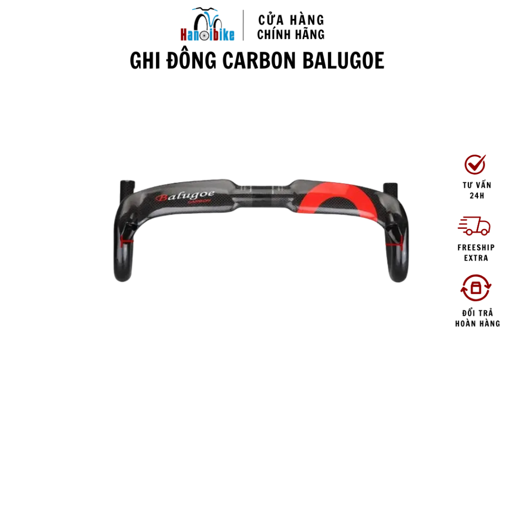 Ghi đông xe đạp thể thao carbon BALUGOE mã 2103 - Đen đỏ - 31.8X40 ...