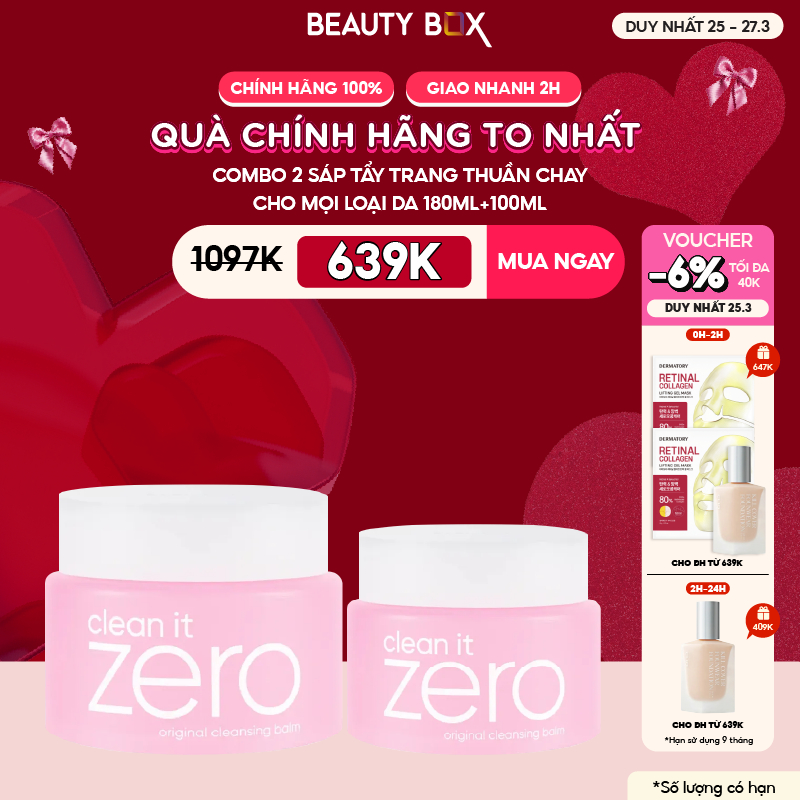 [Duy nhất 27.3] Combo 2 Sáp Tẩy Trang Mọi Loại Da Banila Co Clean it Zero Original Cleansing ...