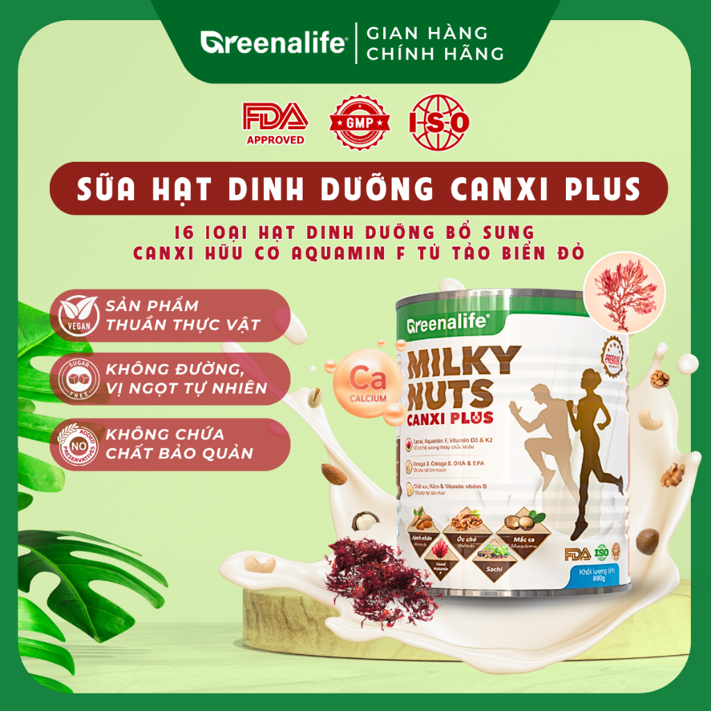 Sữa hạt dinh dưỡng Canxi - Milky Nuts - CANXI PLUS - Lon 800g/ 400g ...