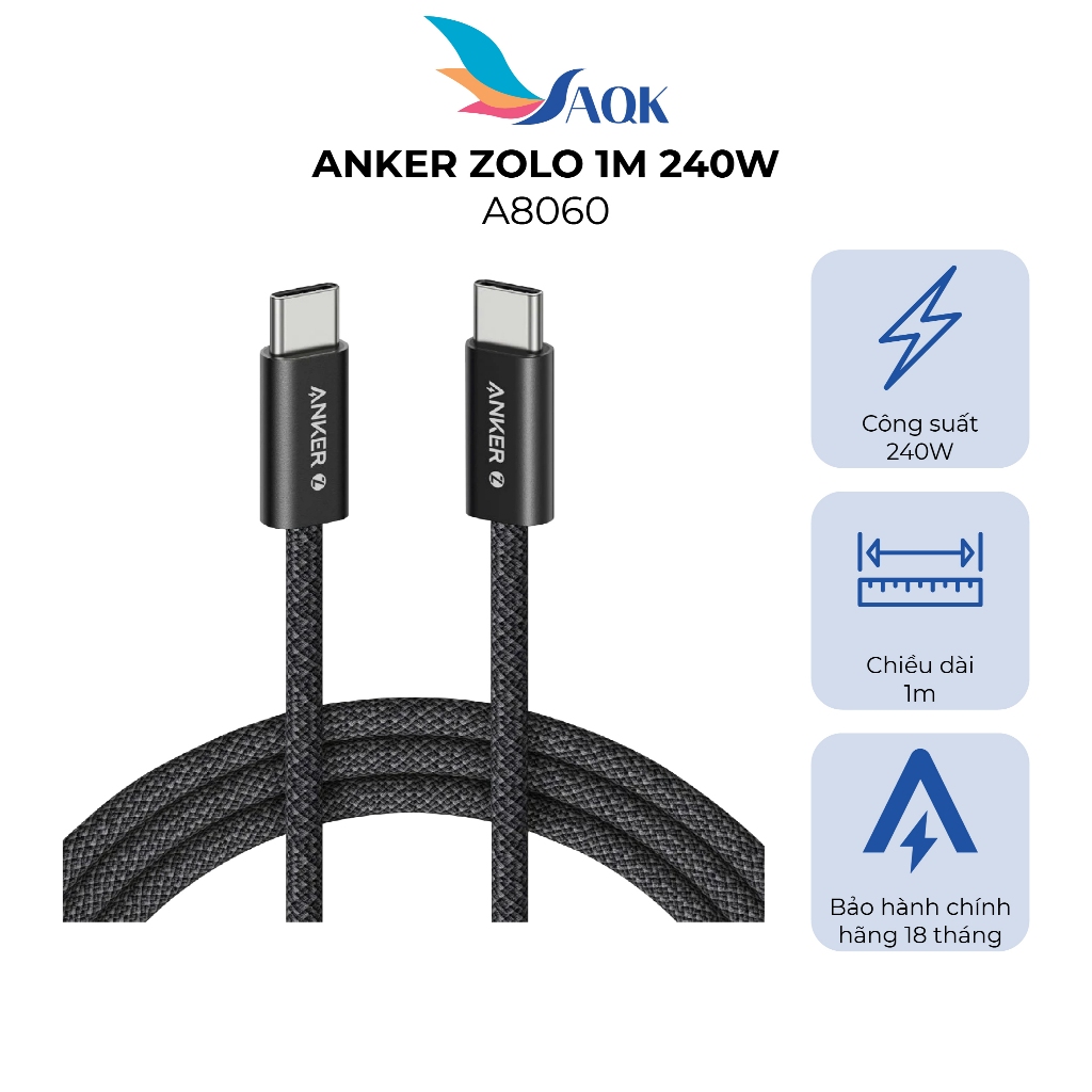 Cáp USB Type-C to Type-C Anker Zolo 1m 240W A8060 - Hàng chính hãng | Shopee Việt Nam