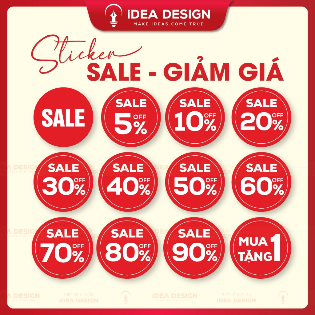 Tem SALE, Decal giảm giá phần trăm, Sticker - tem nhãn dán sale dán sản ...