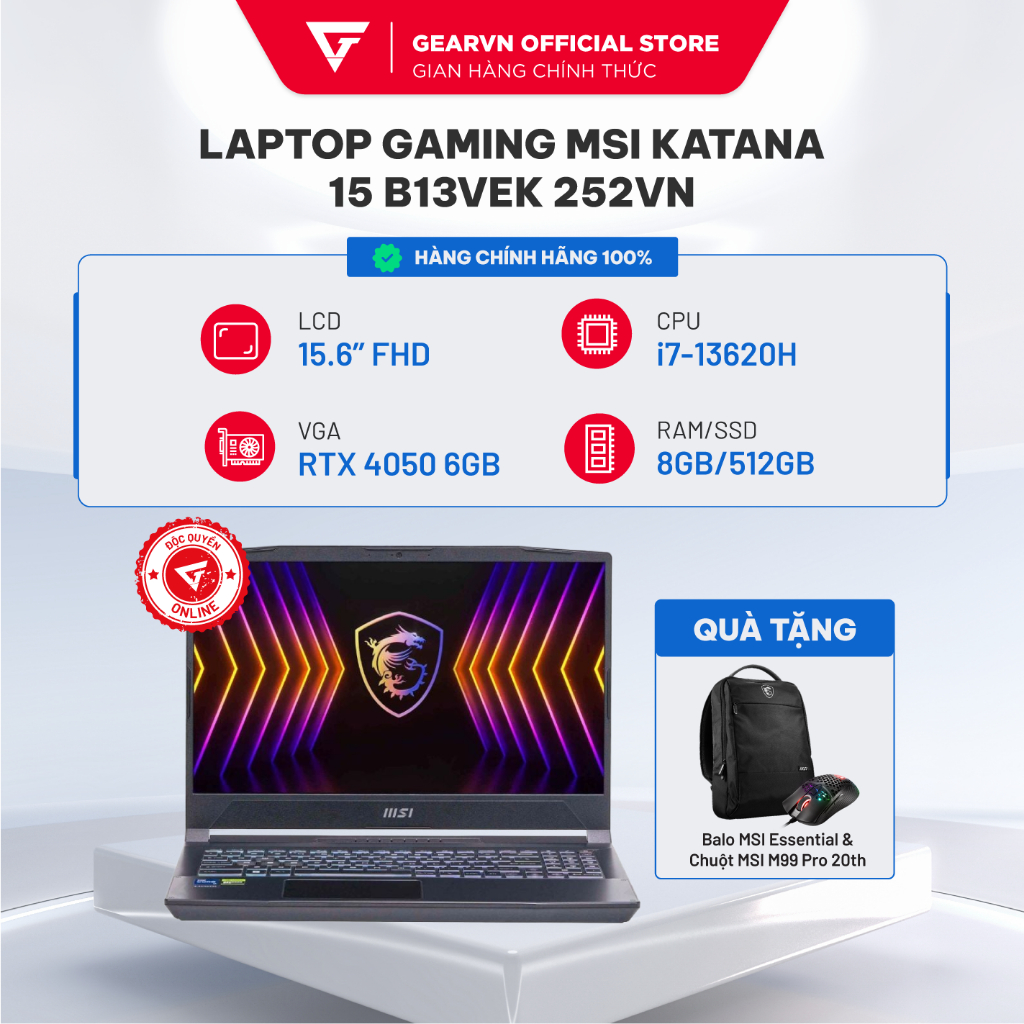 Laptop gaming MSI Katana 15 B13VEK 252VN i7-13620H| 4050| 15.6" FHD ...