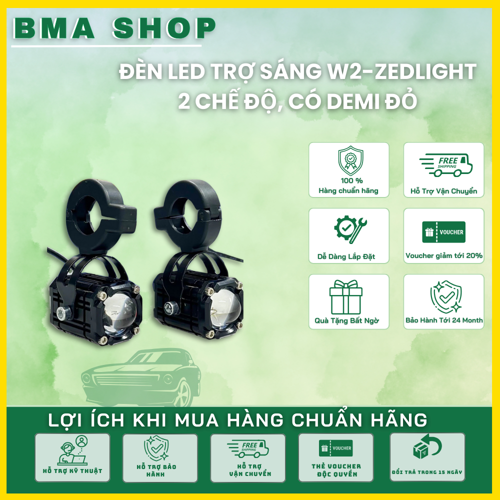 [Hàng Chuẩn ZEDLIGHT] Đèn Trợ Sáng Bi Cầu Mini W2(Bản Mới 2025) - 2 Chế Độ 55W 9-80V ĐiệnBình ...