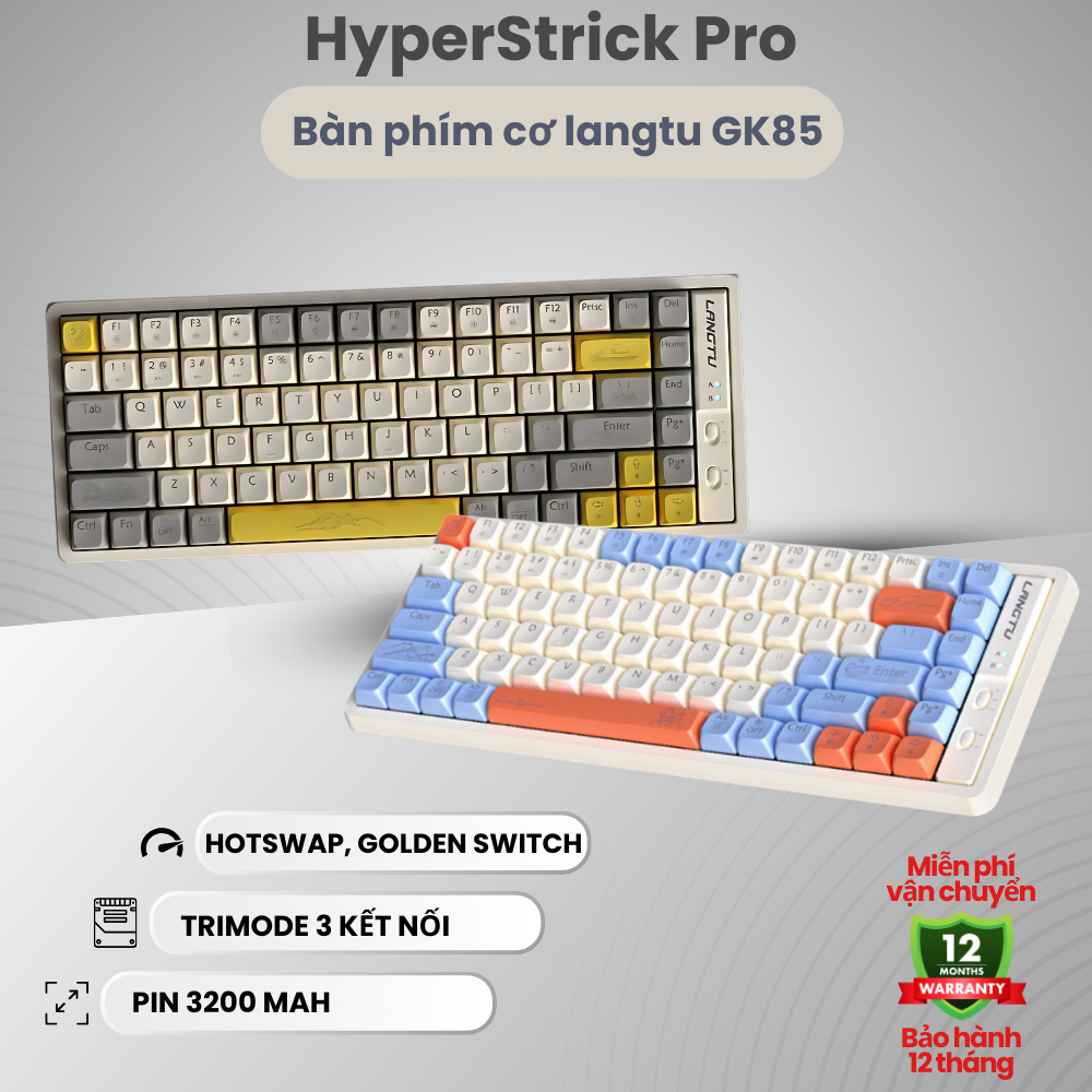 Bàn phím cơ LANGTU GK85 – HOTSWAP 85 phím 3 chế độ kết nối, LED RGB, Gõ êm, Pin 10 ngày | Shopee ...