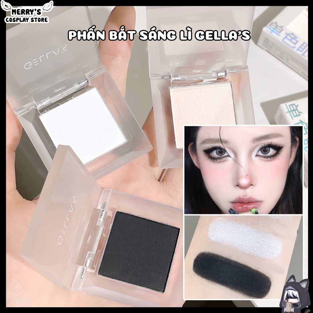[Gella's] Phấn Bắt Sáng Highlight Gella’s Phấn Mắt Trắng Đen Trang Điểm Makeup Bền Màu Lâu Trôi ...