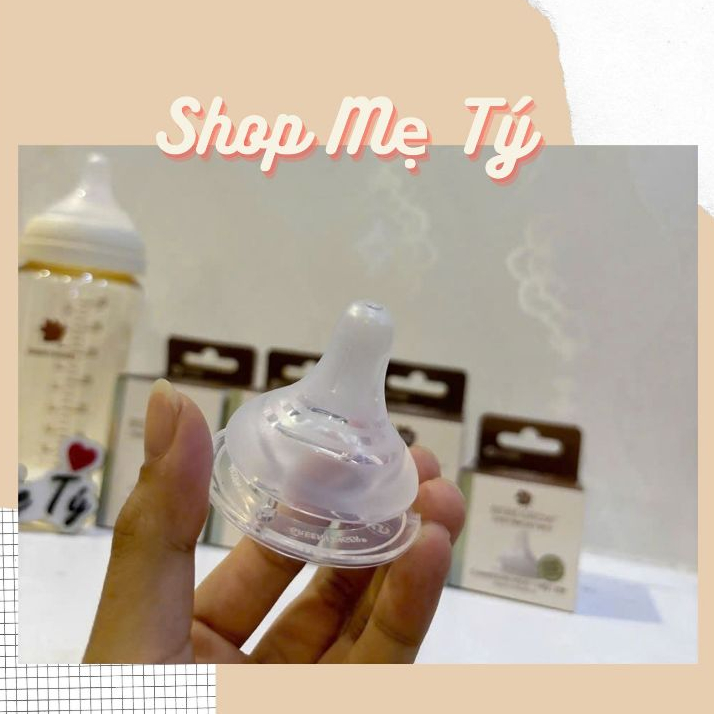 ( LẺ 1 NÚM) Núm ti bình sữa Green Finger BebeGrow Hàn quốc, siêu mềm 2 van thoát khí (lắp vừa ...