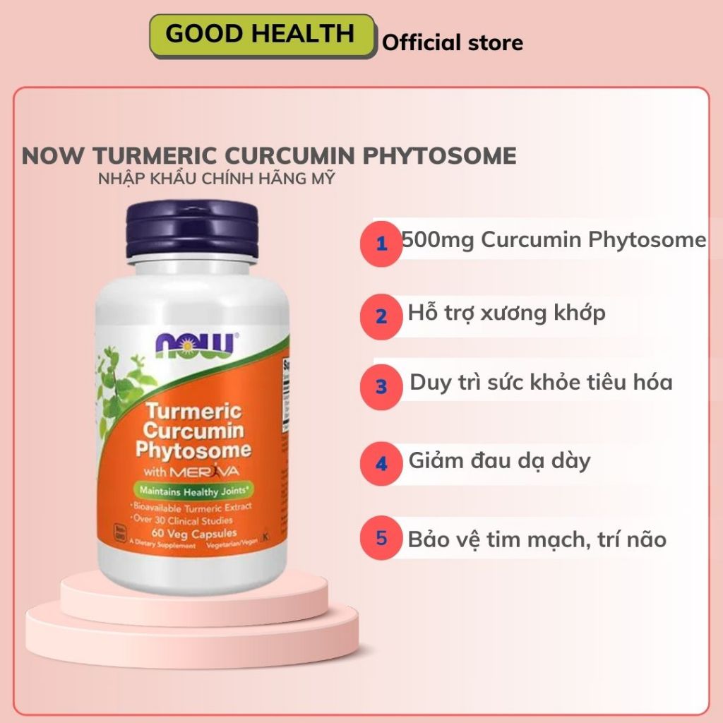NOW Turmeric Curcumin Phytosome With Meriva - Viên uống hỗ trợ não bộ ...