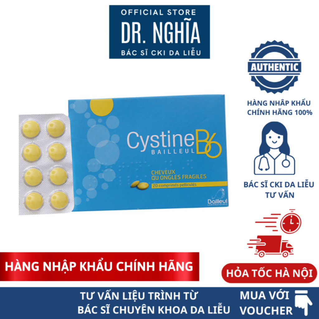 [NHẬP KHẨU CHÍNH HÃNG]Viên uống Cystine B6 Bailleul hỗ trợ rụng tóc Hộp 1 vỉ /20 viên của Pháp ...