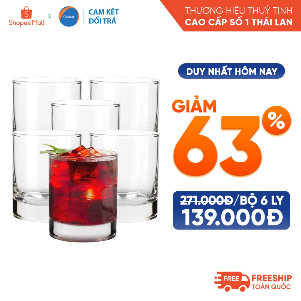 [Cam Kết Đổi Trả Nếu Vỡ] Bộ 6 Ly thủy tinh New York Rock 205ml - Chính hãng | Shopee Việt Nam