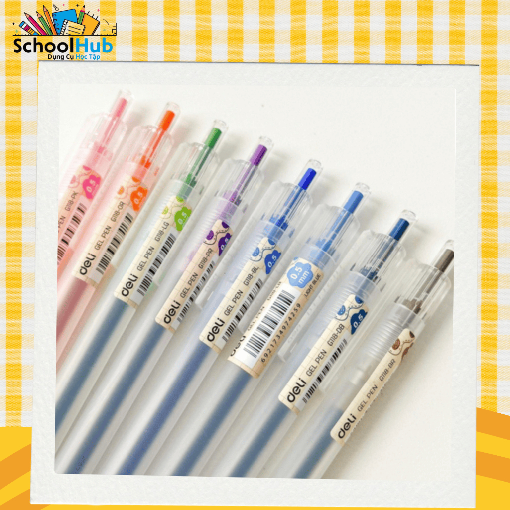 Combo 5/10/12/20 Bút Bi Nước Mực Gel Bấm Nhiều Màu Nhanh Khô 0.5mm Deli G118 | Shopee Việt Nam