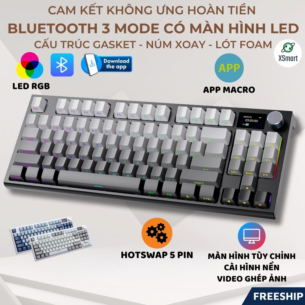 Bàn Phím Cơ Bluetooth Không Dây K86 RGB PRO VIP Có Màn Hình, App Tùy ...