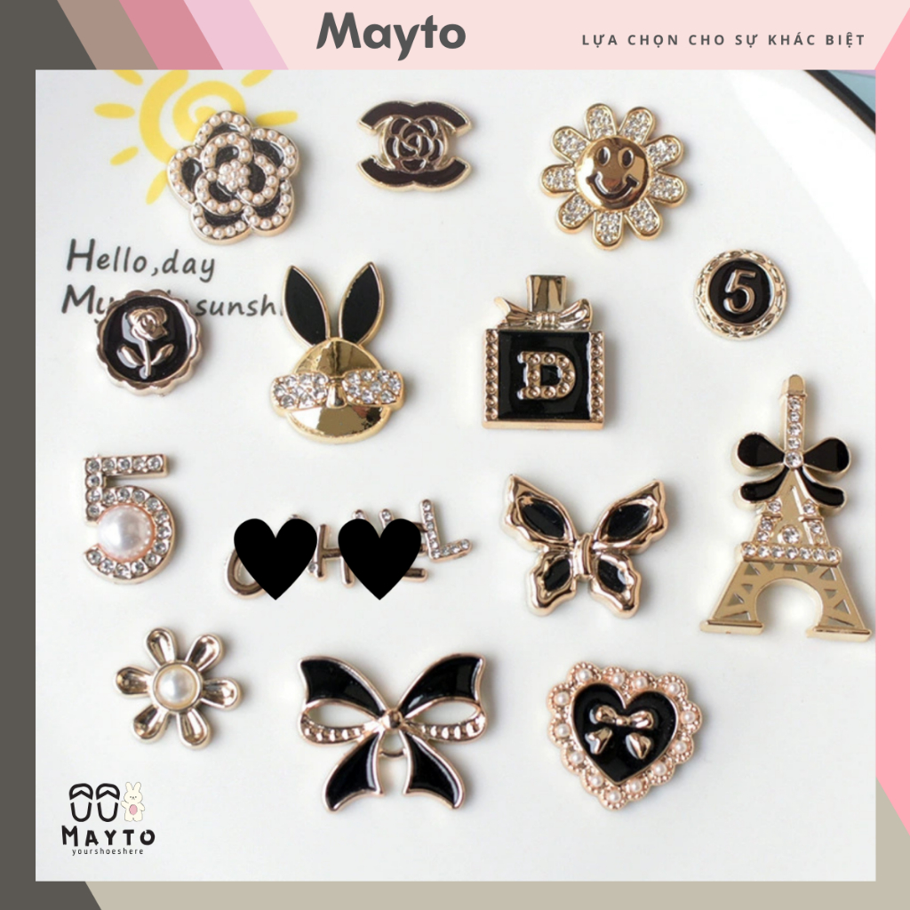 Bộ 15 Sticker, Charm 3D chủ đề Bunny Slay nhựa cứng gắn Dép Cross, Dép ...
