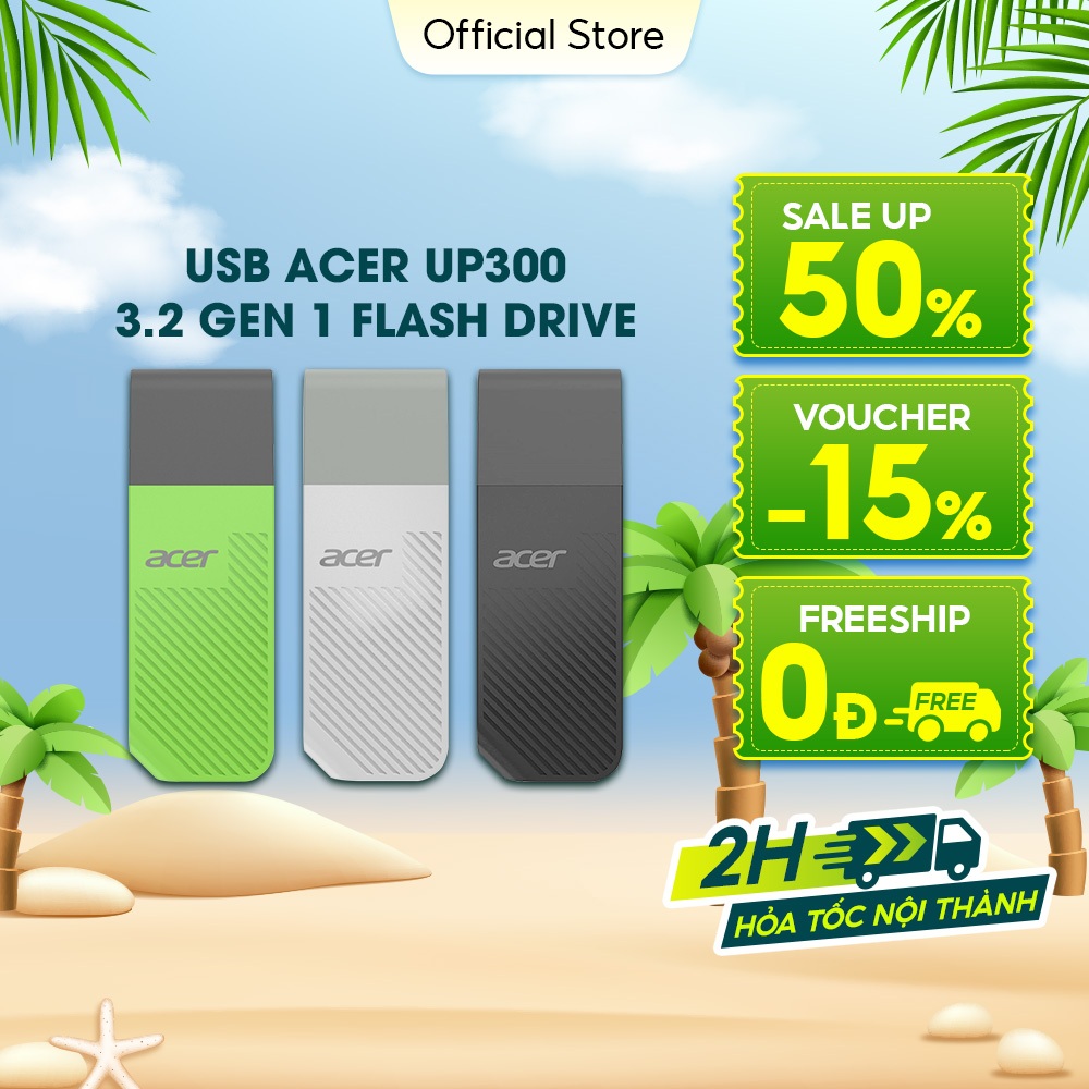 USB Acer UP300 32GB|64GB|128GB, Chuẩn 3.2 Gen 1, Tốc độ đọc Upto 120 MB/s Chính hãng Bảo hành 5 ...