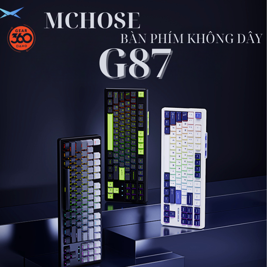Bàn phím cơ không dây Mchose G87 - núm xoay đa năng - Hỗ trợ hotswap 5 pin - 3 mode - RGB mạch ...