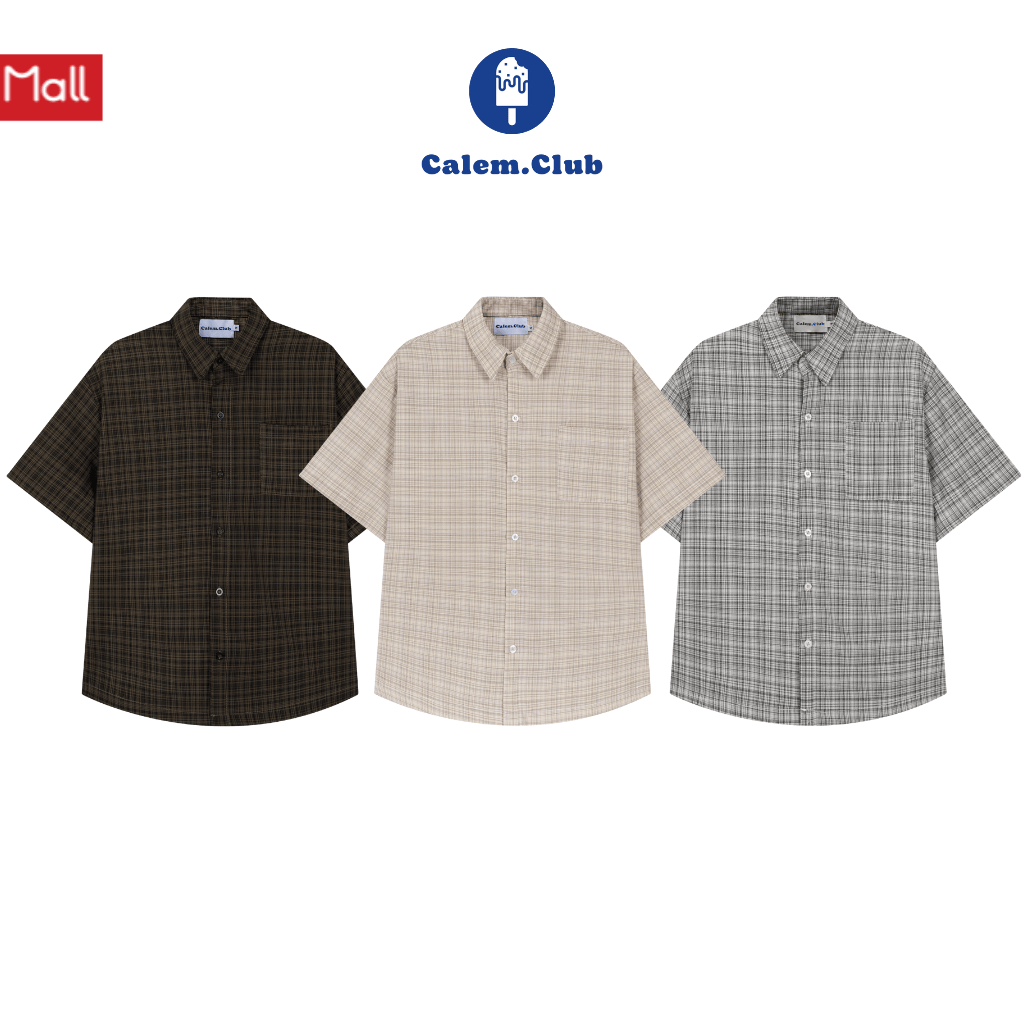 Áo sơ mi tay ngắn Checked Shirt Calem Club form rộng hoạ tiết kẻ caro ...