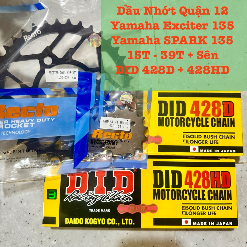 Yamaha Spark 135 Exciter 135 4 Số 2010 Nhông 15T - Dĩa 39T Recto + Sên DID Vàng Made in Japan ...