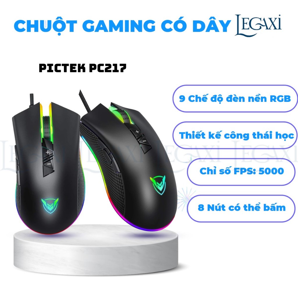 Chuột Gaming Cao Cấp PICTEK PC217 Có Dây Game Thủ 10000 DPI 8 nút cảm ...