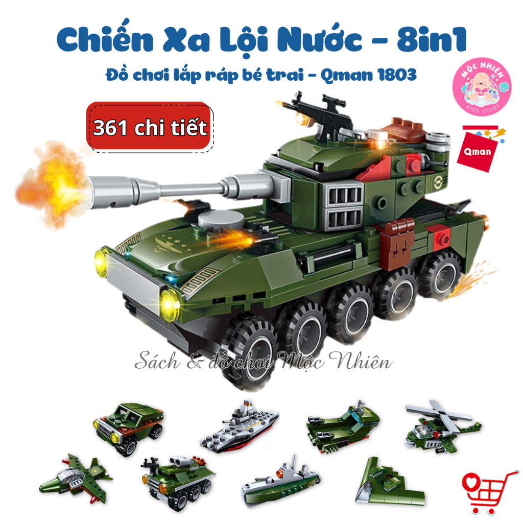 Đồ chơi lắp ráp xe tăng Qman 1803 (361 chi tiết) - Chiến xa lội nước - Dành cho bé từ 6 tuổi ...