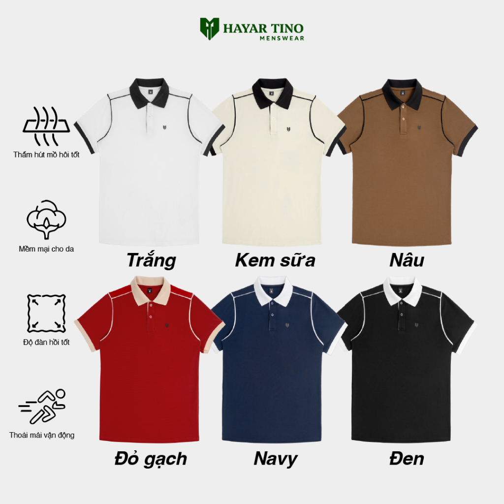 Áo polo HAYAR nam layer smart ngắn tay, form chuẩn in logo sang trọng ...