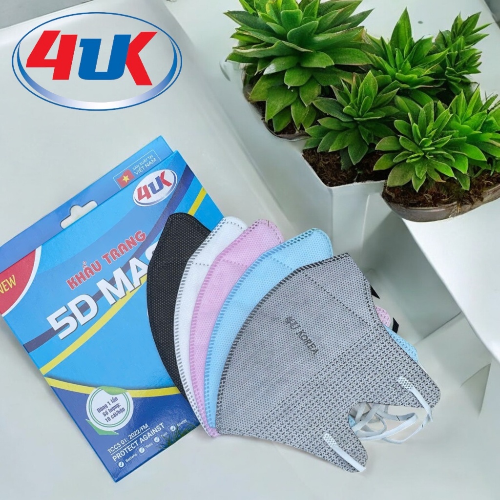 Thùng 100 chiếc Khẩu trang y tế 5D 4uk Mask cao cấp lọc khuẩn mùi và ...