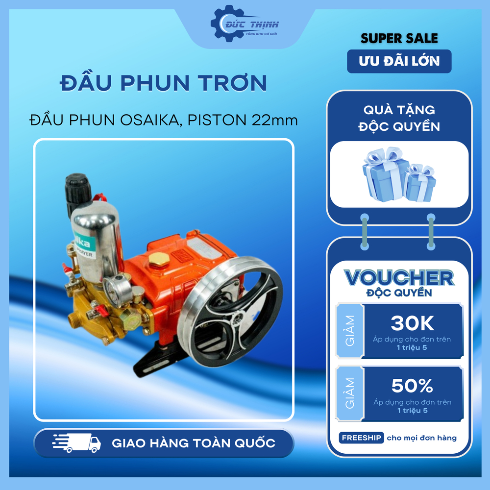Đầu phun trơn Osaika OS38 - piston sứ 22mm, 1.5kw-2.2kw, 14-22l/min ...