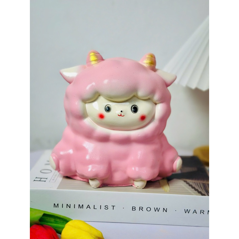 [LỖ TRÒN] Ống tiết kiệm CỪU KUTE | Size NHỎ (C19xD19xR16) | Heo đất/Lợn ...