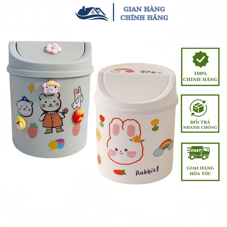 Thùng rác mini nắp lật decor để bàn đa năng tiện dụng | Shopee Việt Nam