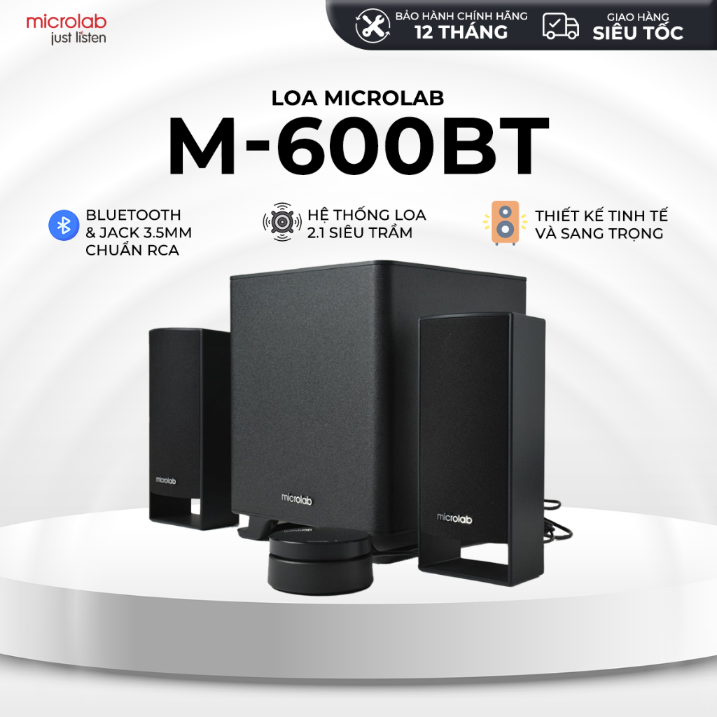 Loa Bluetooth Bass Mạnh MICROLAB M600BT 2.1, 40W, (Bluetooth/Dây 3.5mm) - Hàng Chính Hãng ...