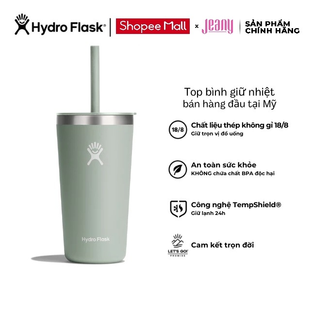 Ly giữ nhiệt Hydro Flask 20 Oz (591ml) Around Tumbler Straw Lid có nắp ống hút - T20PS - Chính ...