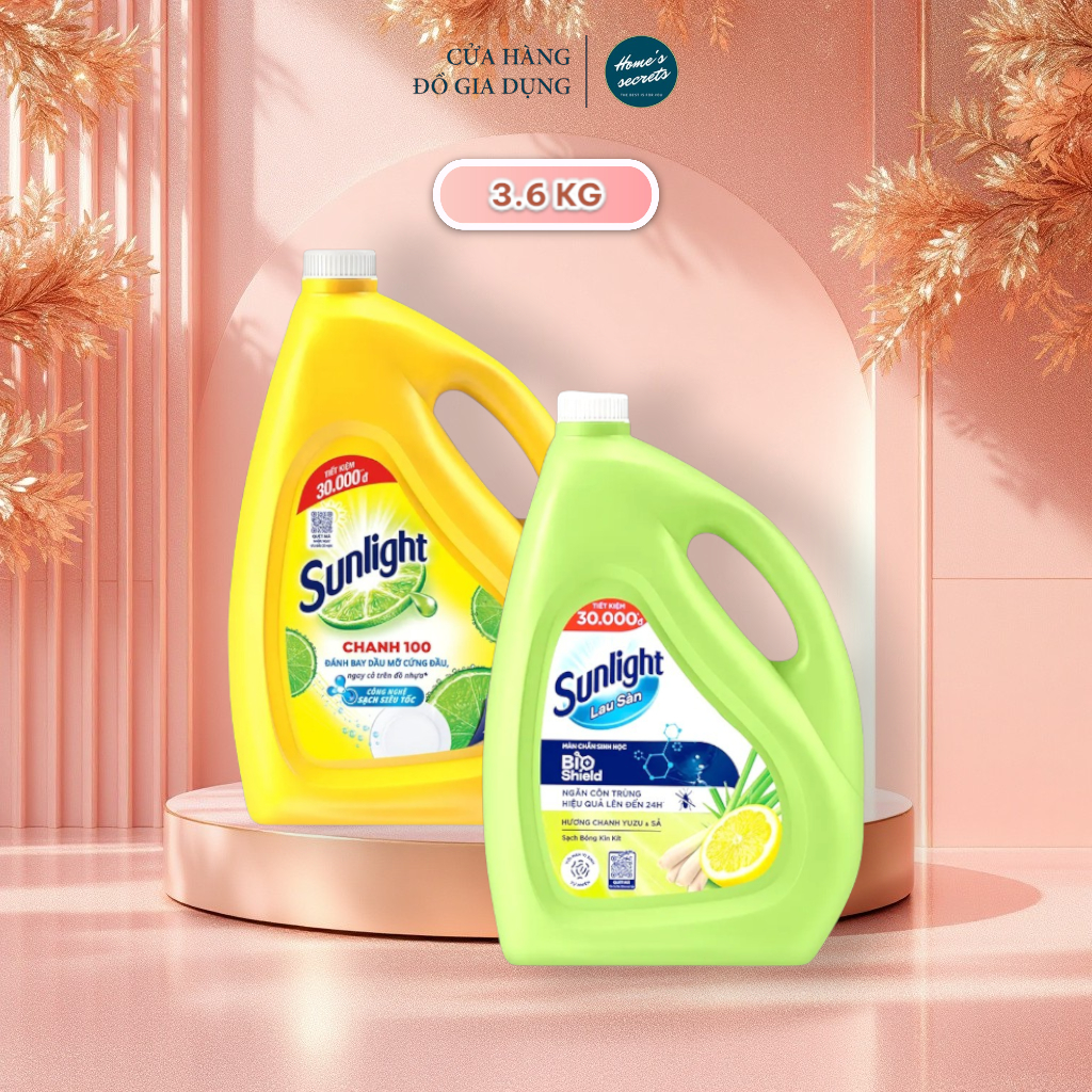 [Combo] Sunlight Nước Rửa Chén Bát Chanh 100 + Nước lau sàn Cao Cấp ...