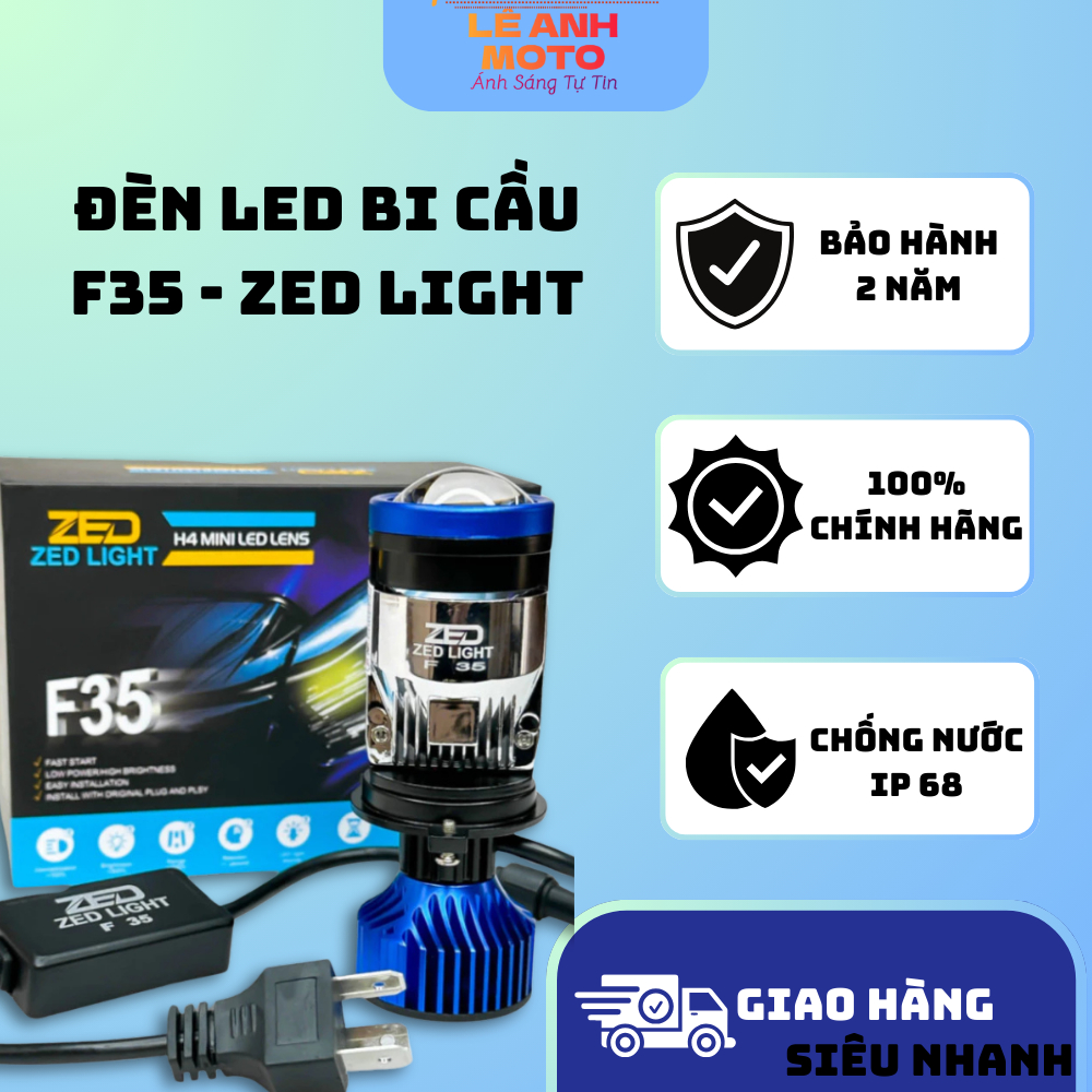Đèn LED Xe Máy Ô Tô F35 ZED LIGHT Chân H4 Công suất 65w Chính Hãng Bảo Hành 2 Năm ZED LIGHT ...