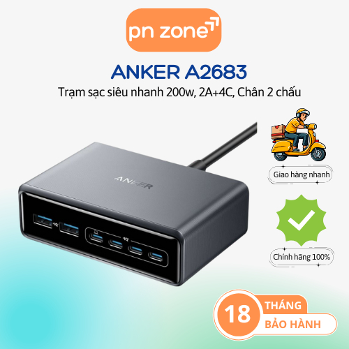 Trạm Sạc Anker 200w 6 Cổng A2683 2A+4C - Bảo Hành 18 Tháng | Shopee ...