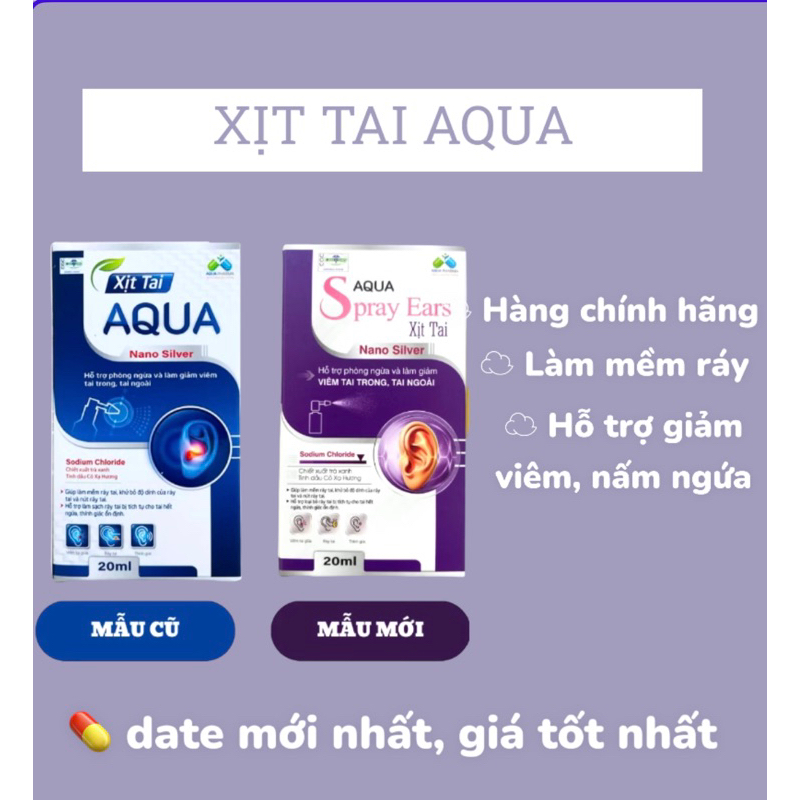 Xịt tai AQUA 20ml làm mềm ráy, bong ráy tai, hỗ trợ giảm viêm, ngứa do ...