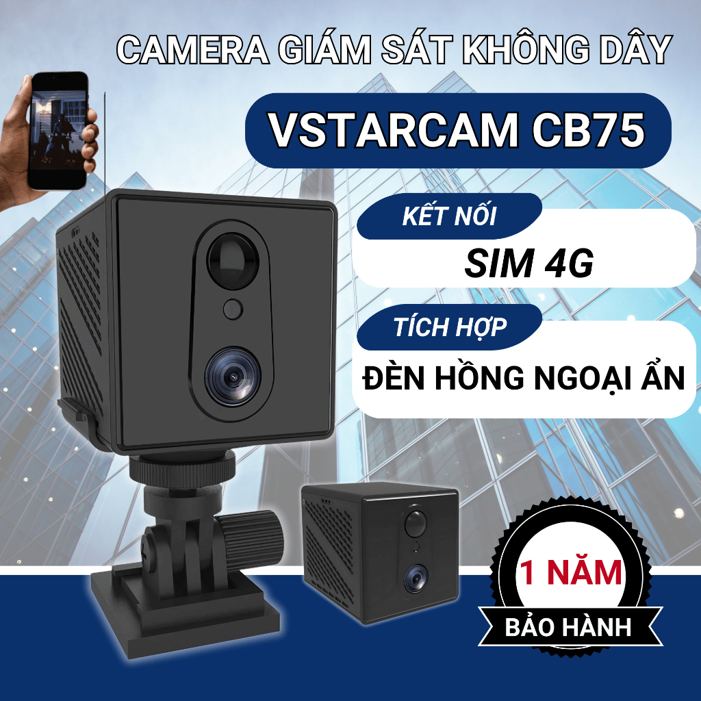 Camera giám sát VSTARCAM CB75 không dây, dùng sim 4g, quay đêm động hồng ngoại phát hiện người ...