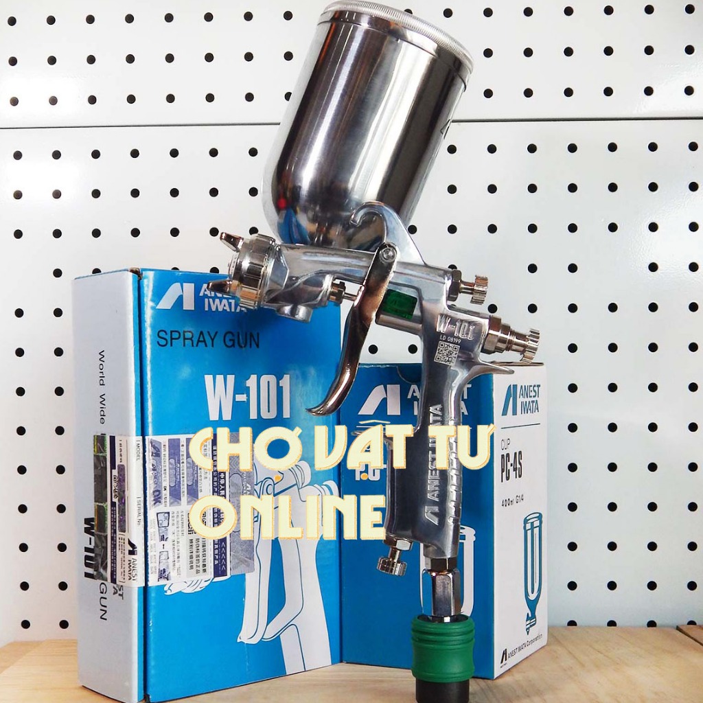 Súng phun sơn Iwata W101 chuyên phun sơn xe máy, Nắp chụp béc H4 8 lỗ xé sơn, béc phun 1.3mm ...