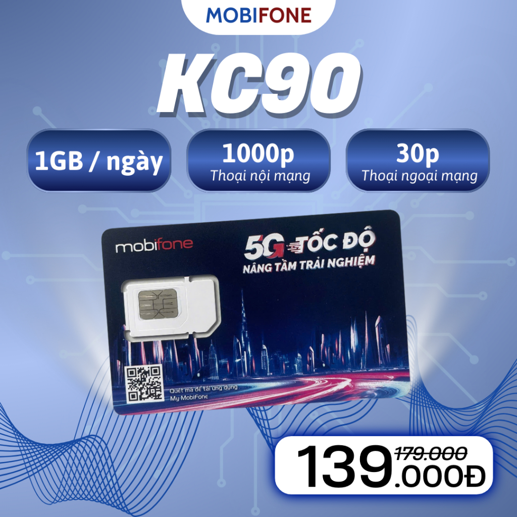 Sim Mobifone KC90 có 1 GB/ngày. Miễn phí các cuộc gọi nội mạng dưới 10 ...