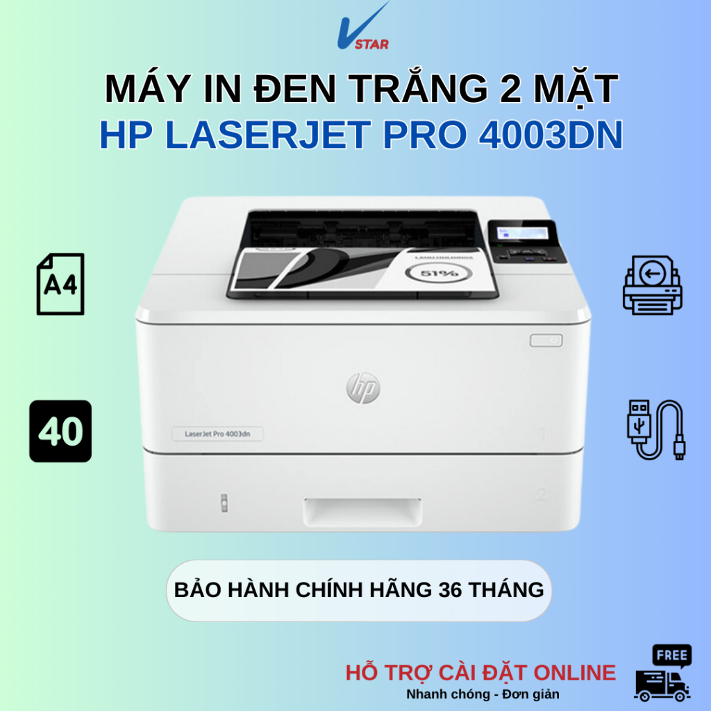 Máy in đen trắng hai mặt HP LaserJet Pro 4003DN (2Z609A) chính hãng HP | Shopee Việt Nam