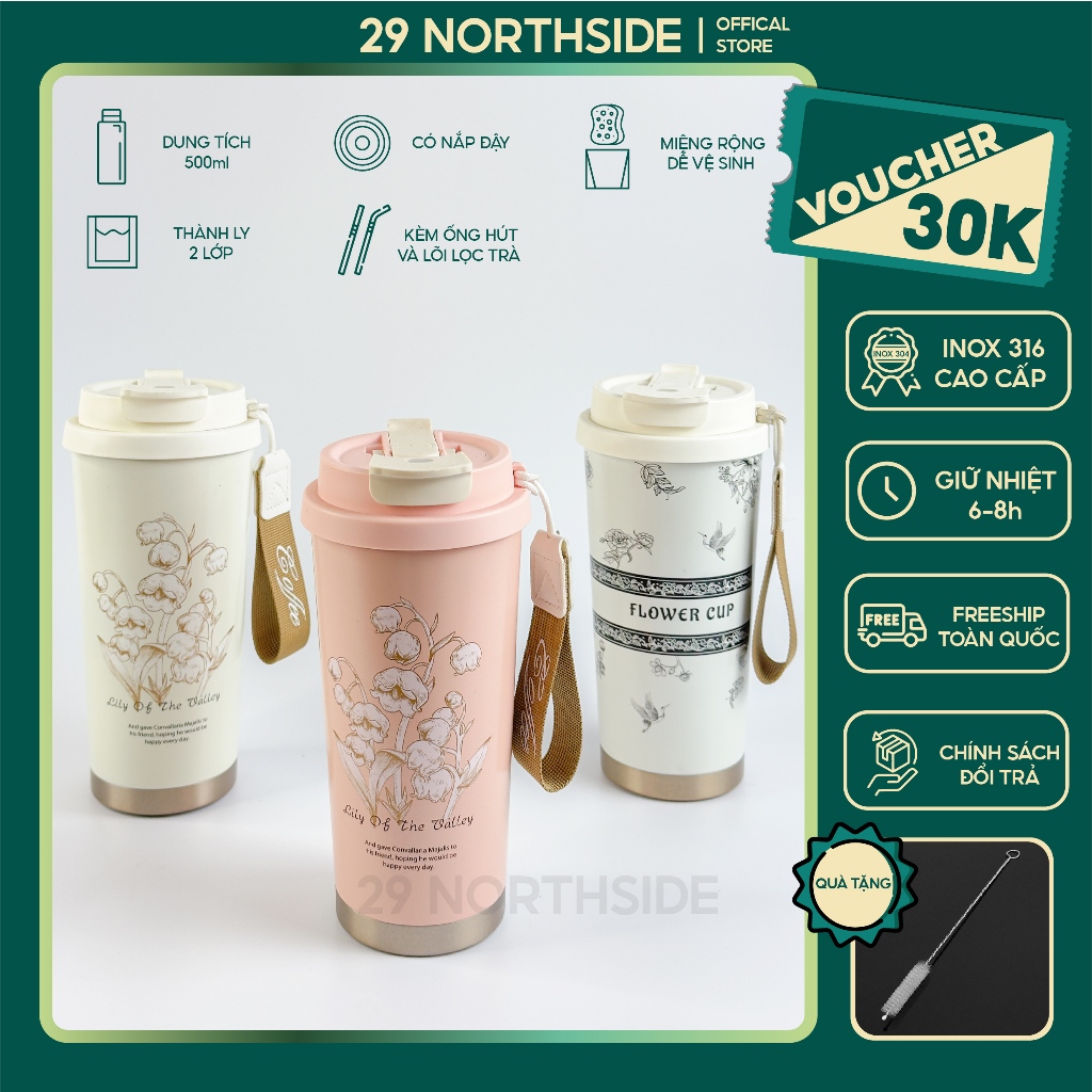 29NS-Ly Giữ Nhiệt FLOWER CUP Dung Tích 500ml Inox 316 Có Lõi Lọc Trà ...