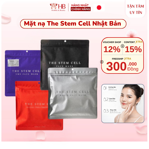 Mặt nạ The Stem Cell Face Mask Nhật Bản gói 30 miếng, cấp ẩm, dưỡng trắng cho da mềm mịn ...