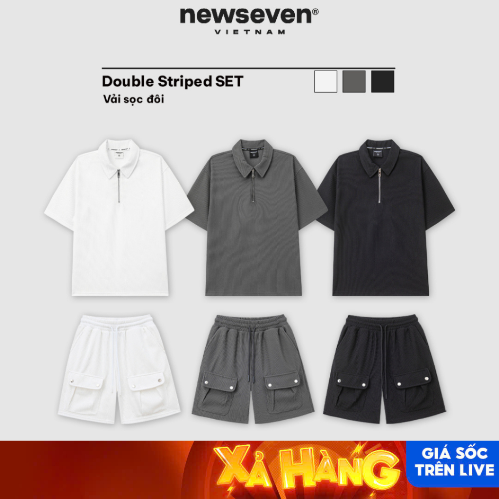 Set Polo NEWSEVEN Double Striped SET.340 | Shopee Việt Nam