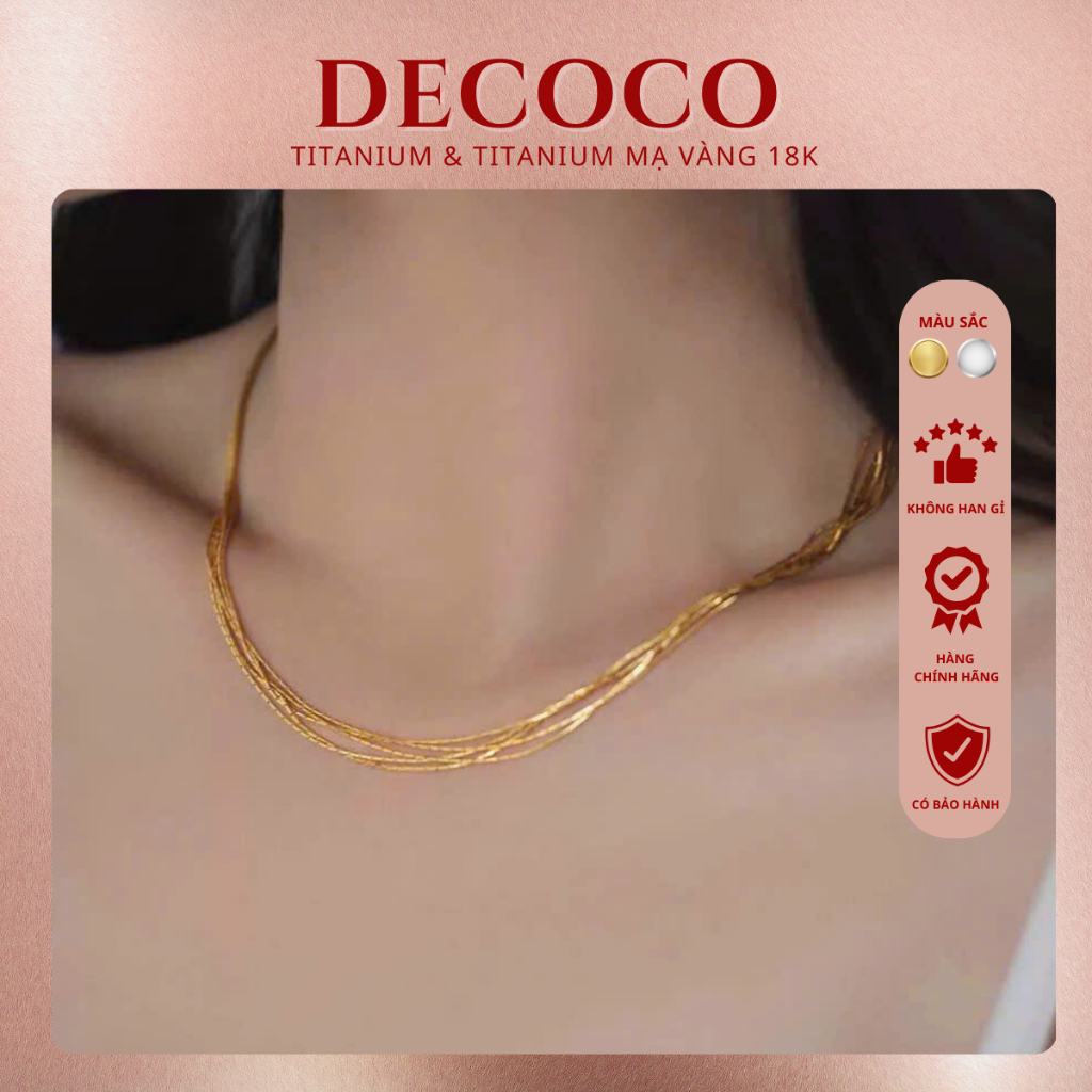 Dây chuyền nữ, choker DeCoco Evelyn layer 4 lớp dây, phụ kiện trang sức titan không han gỉ ( kèm ...