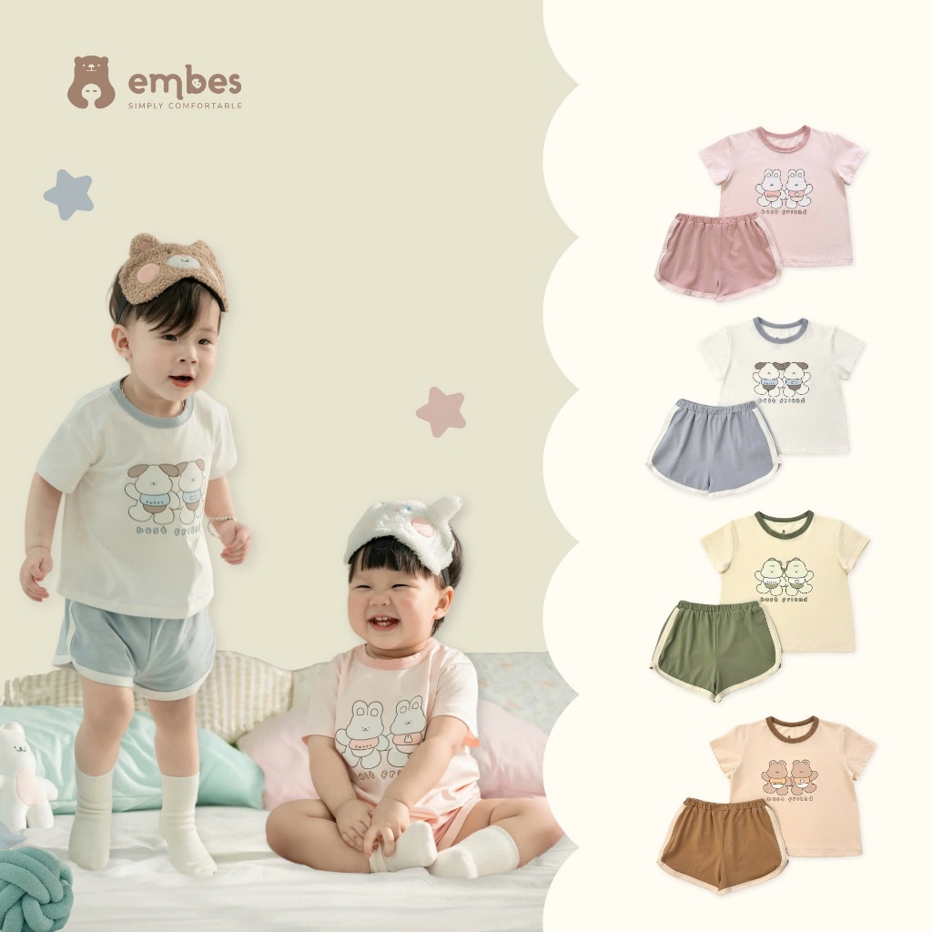 Bộ Cộc Tay Cho Bé Embes, Bộ Thun Cotton Cộc Tay Cho Bé In Hình Dành Cho ...