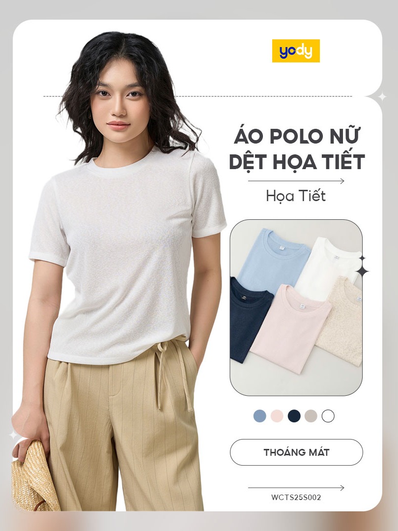 Áo thun YODY vải thun rip co giãn và đàn hồi, không bai gião WCTS25S002 ...