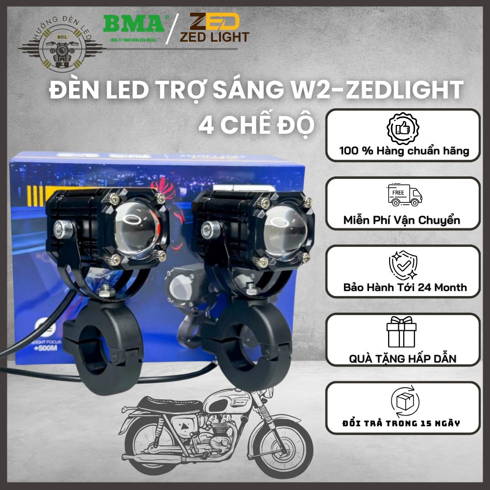 Đèn LED Trợ Sáng Mini W2 ZEDLIGHT, 4 Chế Độ Sáng Tích Hợp Auto Passing - Bảo Hành 24 Tháng ...